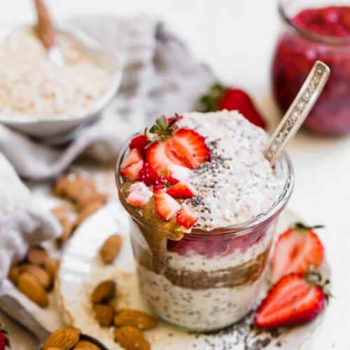 Almond Butter & Jelly Vegan Overnight Oats - The Movement Menu