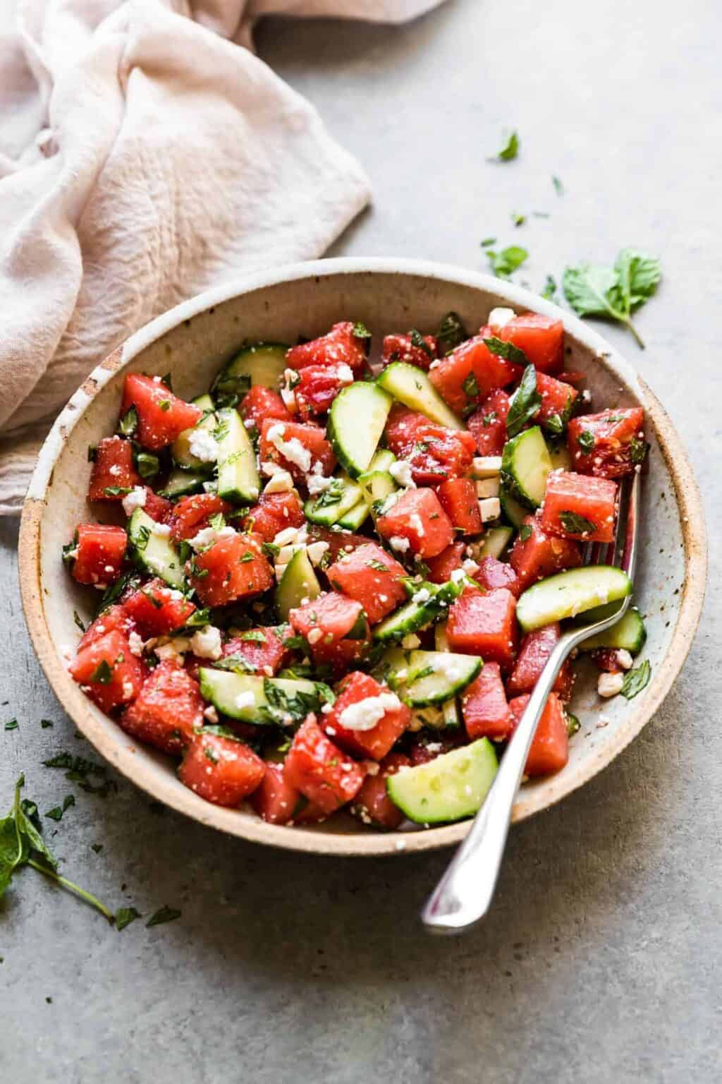 15-Minute Watermelon Basil Salad with Feta - The Movement Menu